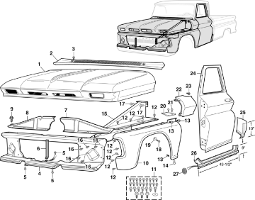 1960-66 Chevy & GMC Truck Cab Repair Panels – Firewall, Floor, Supports ...
