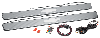 1960-87 Threshold Plate Set with Multi Colored LED Bowtie - LMC Truck