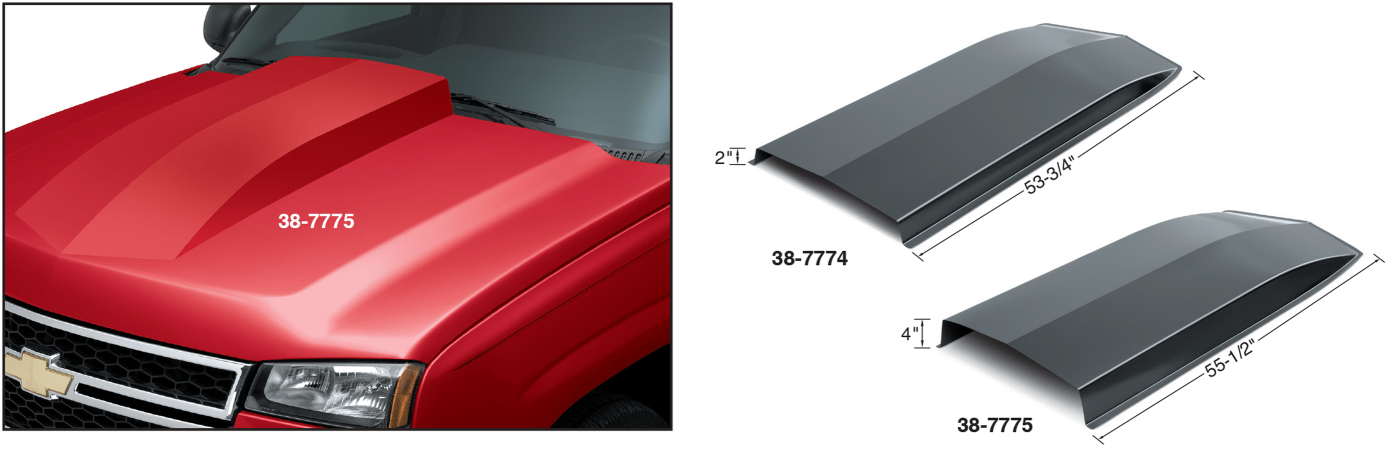Universal Steel Hood Scoops for Chevy, GMC & Dodge Trucks - LMC Truck