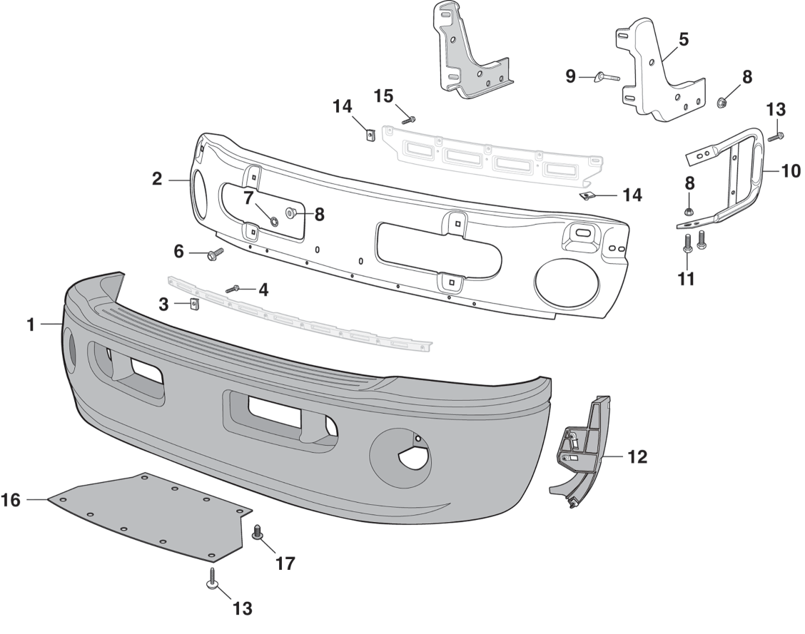 Front Bumper and Components for 1999-02 Dodge Ram Trucks - LMC Truck