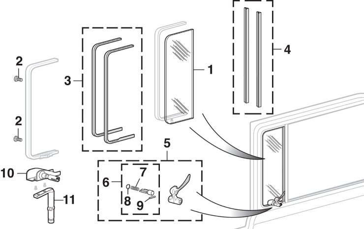 1957-60 Ford F100-F350 Vent Window Parts – Glass, Seals & Handles - LMC ...
