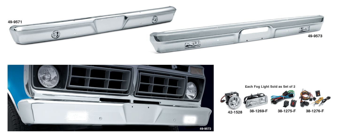 Custom Chrome Bumpers with Lights for 1973-79 Ford Truck & Bronco - LMC ...