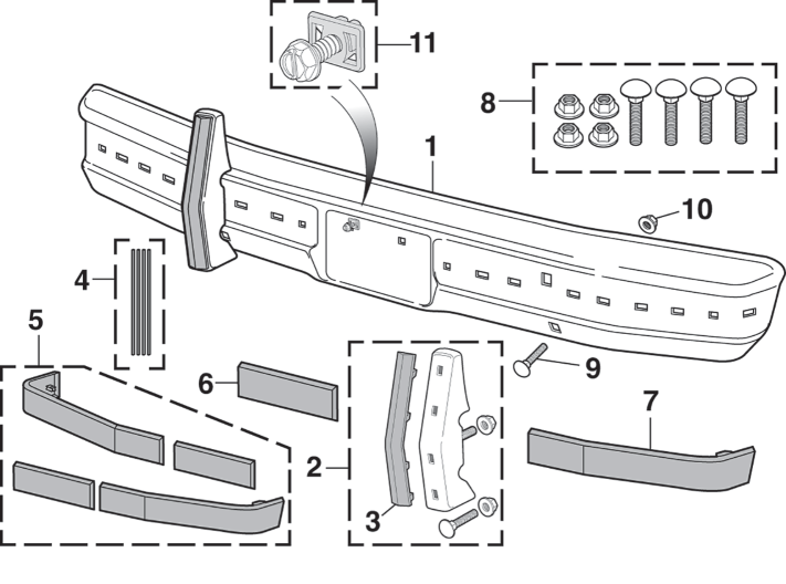 Front Bumper Components with Impact Strips for 1980-86 Ford F-Series ...