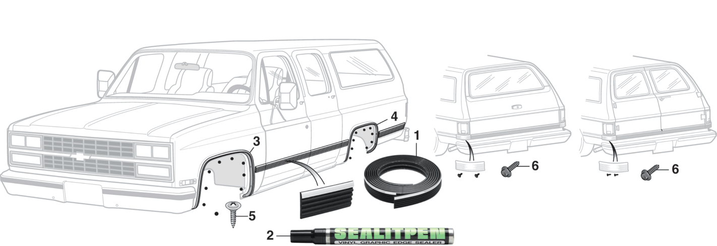 1989-91 Suburban Body Side Molding & Wheel Arch Trim | Chevy GMC - LMC ...