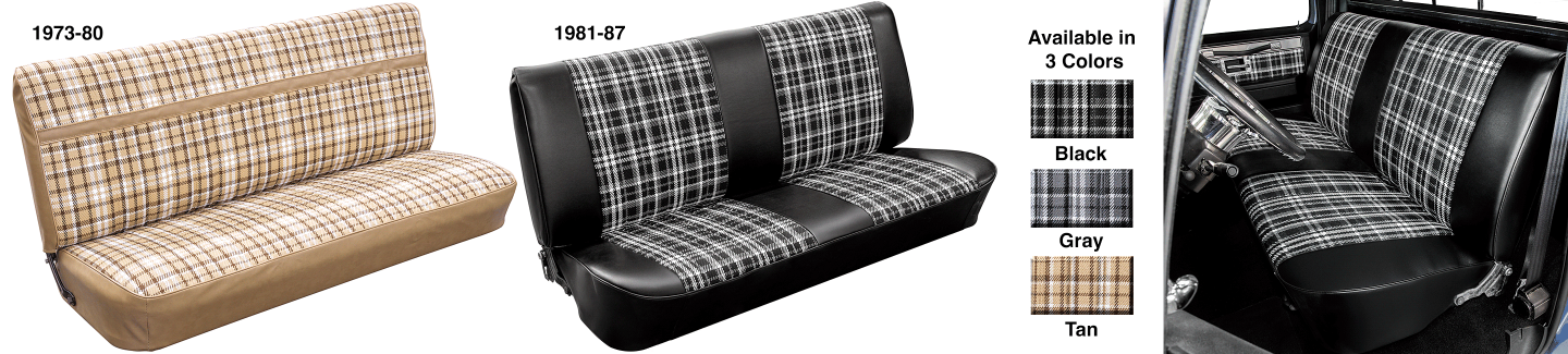 1973-91 Plaid Bench Seat Reupholstery Kits - LMC Truck