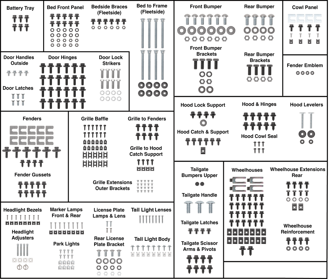 1967–72 Chevy/GMC Master Body Hardware Kit - LMC Truck