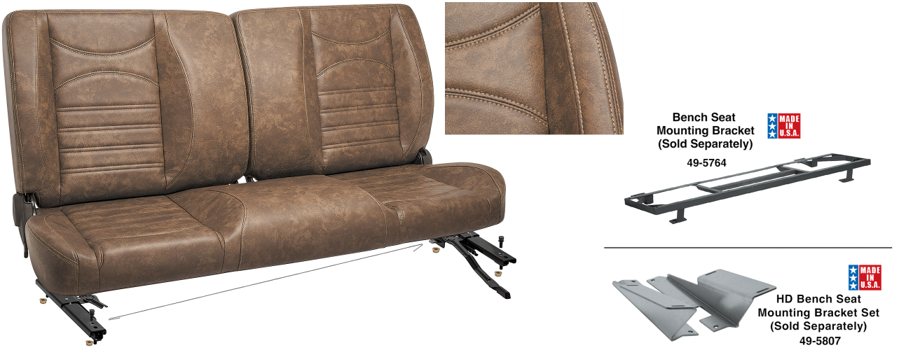 1973–79 Ford F-Series Custom 60" Brown Bench Seat – Split Back - LMC Truck